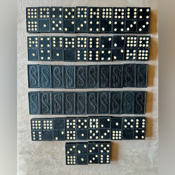 Dominoes | Games | Antique Ebony Wood Dragon Dominos Japan Best For ...